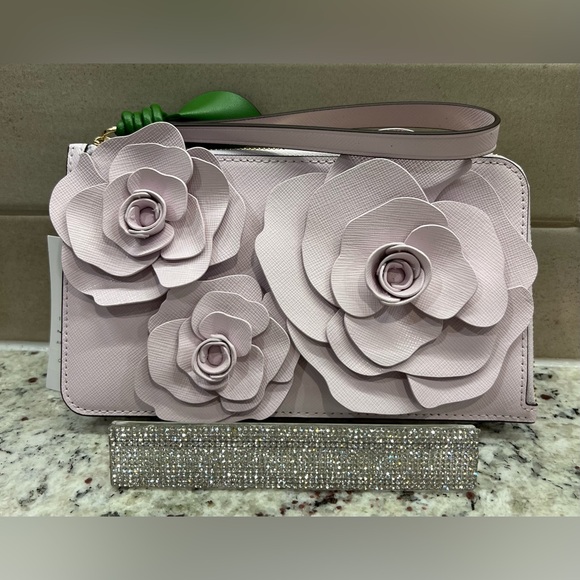 kate spade | Bags | Kate Spad 3d Floral Embellished Clutch With Wrist ...